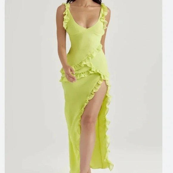 House of CB | Dresses | New House Of Cb Pixie Ruffle Georgette Bodycon ...